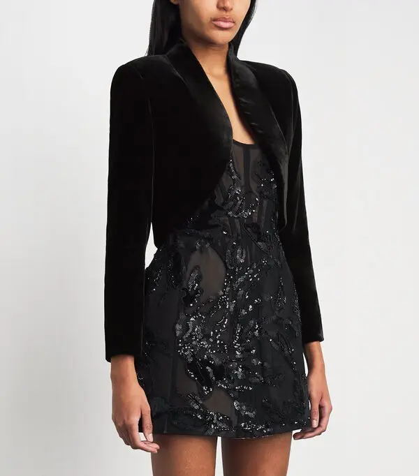 Costarellos Velvet Elvie Cropped Jacket