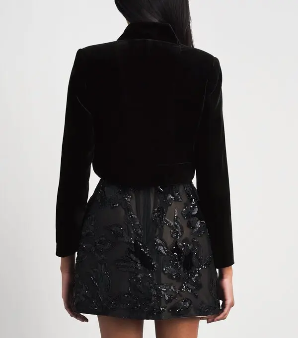 Costarellos Velvet Elvie Cropped Jacket