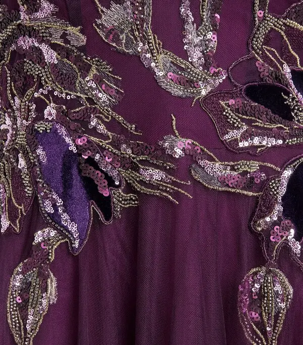 Costarellos Embroidered Tulle Vianna Gown