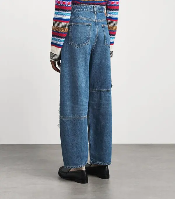 GANNI Rigid Audri Lace Low-rise Barrel Jeans