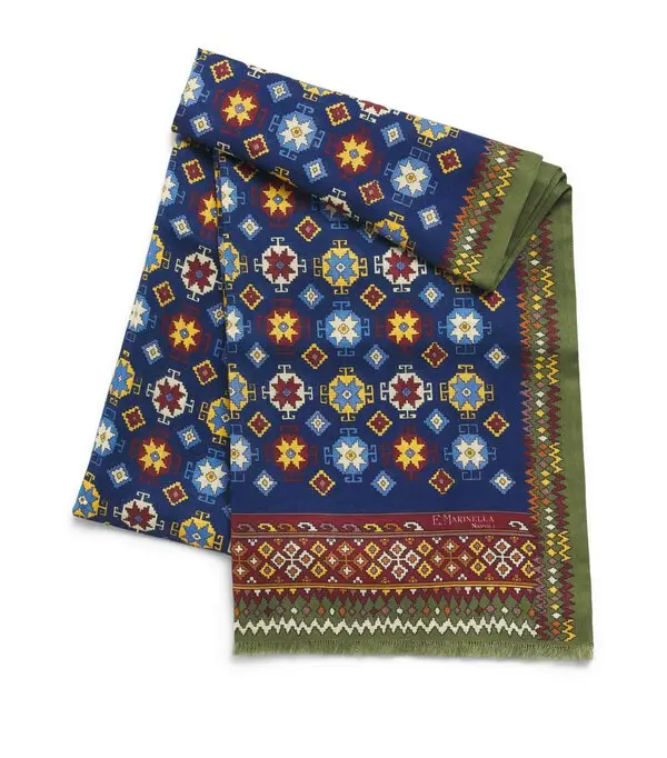 E. MARINELLA Wool-silk Geometric Print Scarf