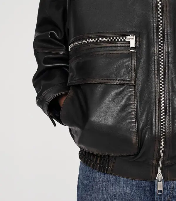 ALLSAINTS Leather Elisa Bomber Jacket - Brown