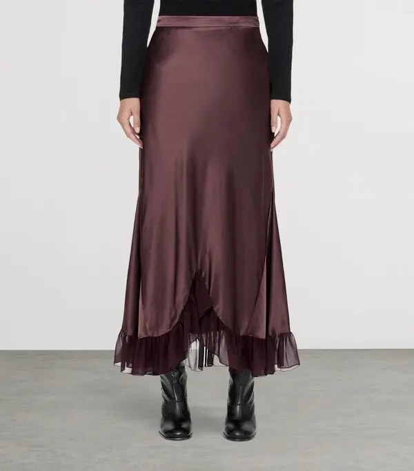 ALLSAINTS Satin Ruffle-hem Irma Skirt