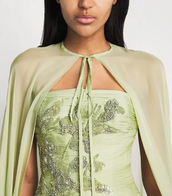 Zuhair Murad Silk Chiffon Strapless Embellished Gown