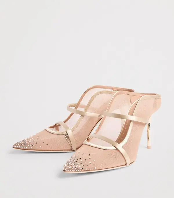 MALONE SOULIERS Embellished Mesh Maureen Heeled Mules 85