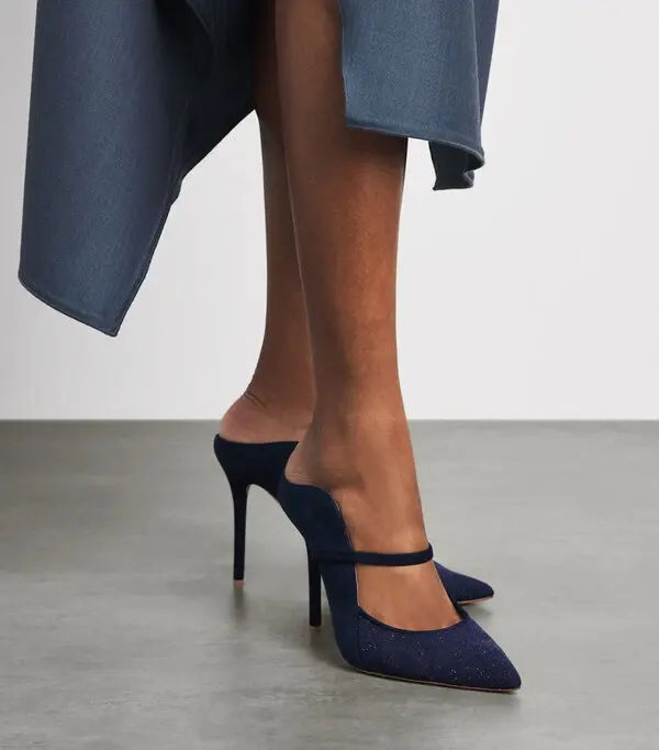 MALONE SOULIERS Suede Embellished Maureen Arc Heeled Mules 100