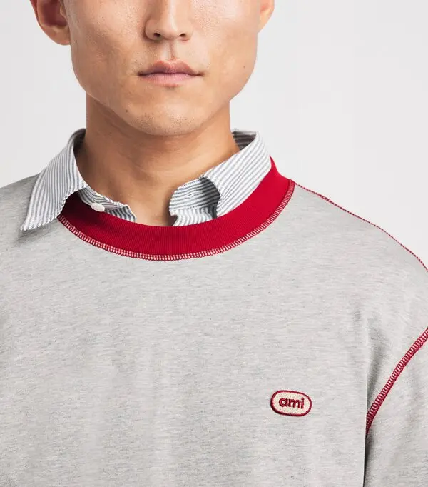 AMI Paris Cotton Double-sleeve Logo T-shirt