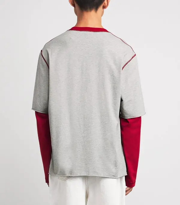 AMI Paris Cotton Double-sleeve Logo T-shirt