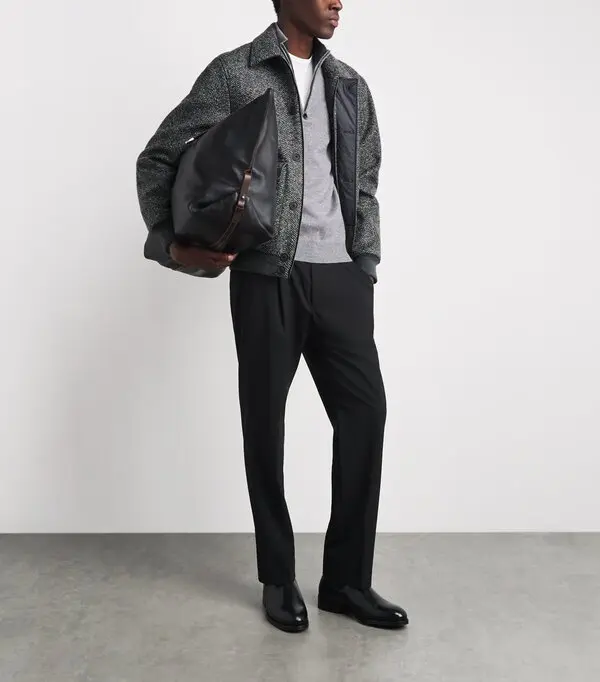 Herno Virgin Wool Herringbone Bomber Jacket