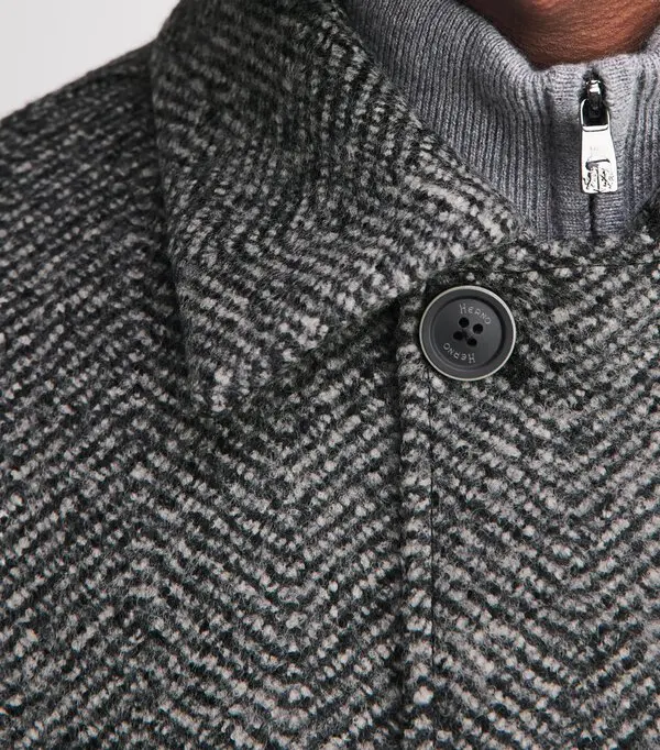 Herno Virgin Wool Herringbone Bomber Jacket