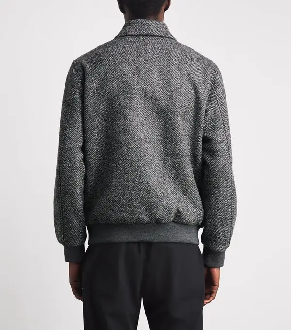 Herno Virgin Wool Herringbone Bomber Jacket