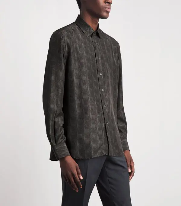 Corneliani Silk Geometric Print Shirt