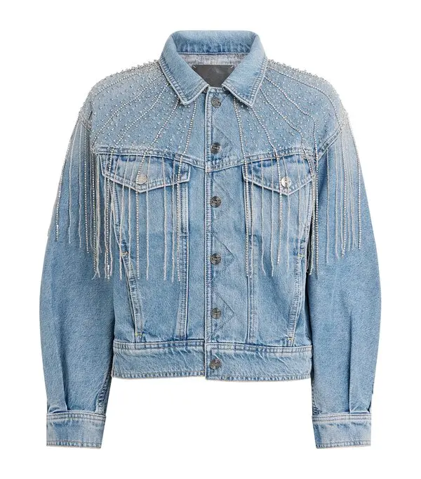 MOTHER Embellished The Fly Away Denim Jacket