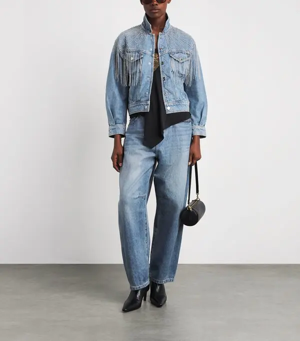 MOTHER Embellished The Fly Away Denim Jacket