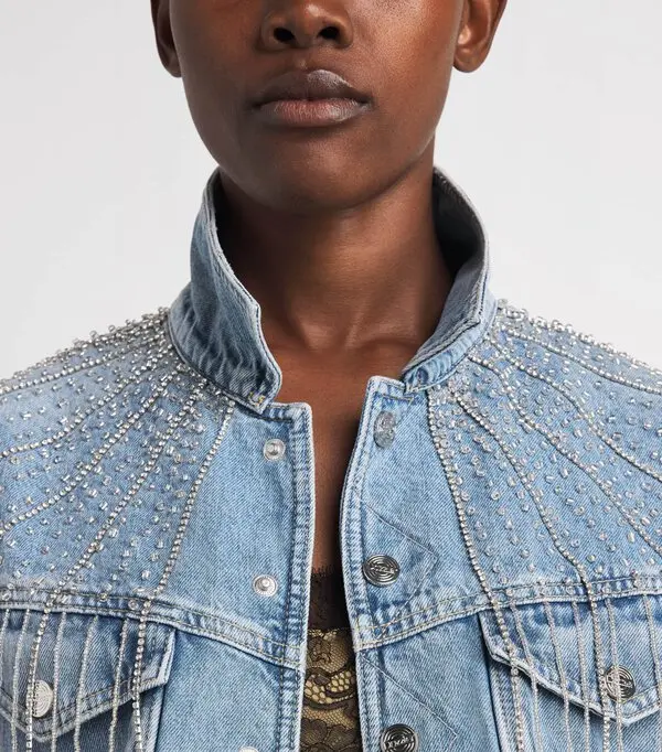 MOTHER Embellished The Fly Away Denim Jacket