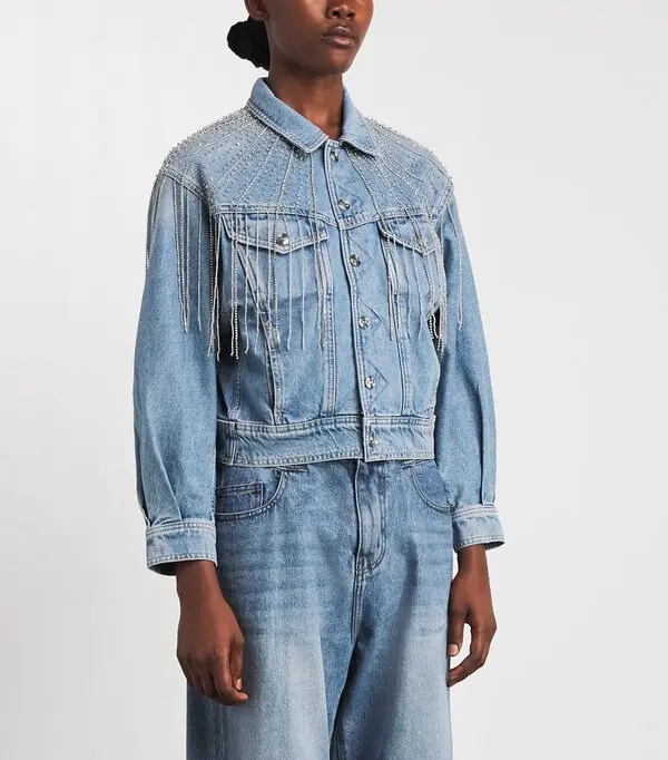 MOTHER Embellished The Fly Away Denim Jacket
