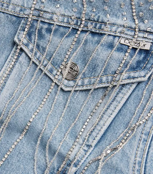 MOTHER Embellished The Fly Away Denim Jacket