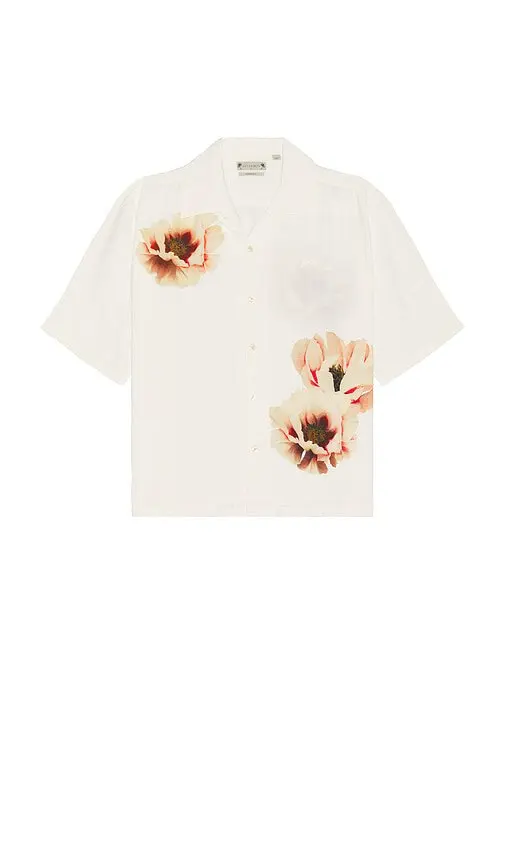 ALLSAINTS Floraison Short Sleeve Shirt In White - Ecru