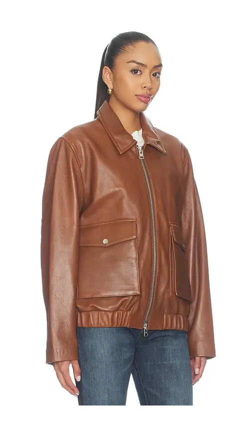 Citizens Of Humanity Zip Front Bomber Jacket In Brown