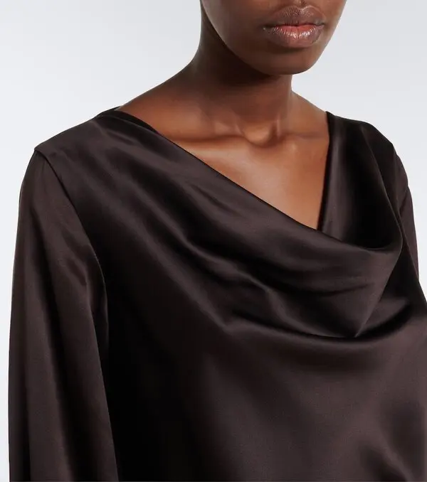 Max Mara Elegante Scarf-detail Silk Satin Blouse - Brown