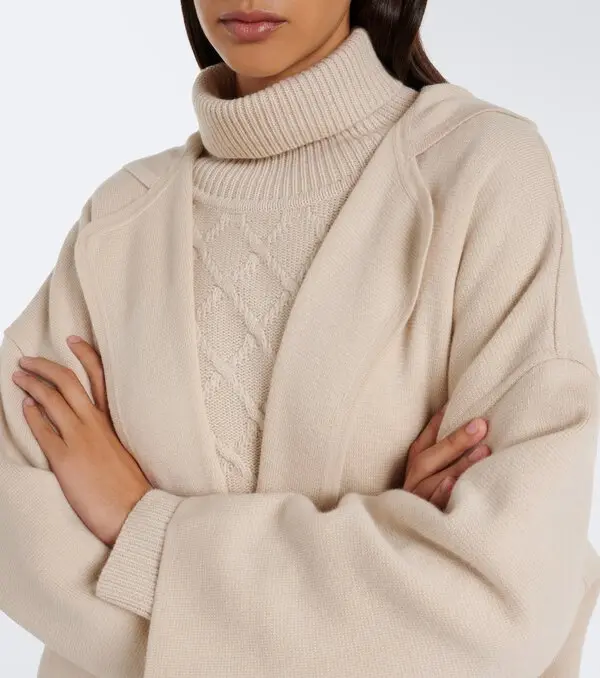 Max Mara Hooded Wool And Cashmere Cardigan - Beige