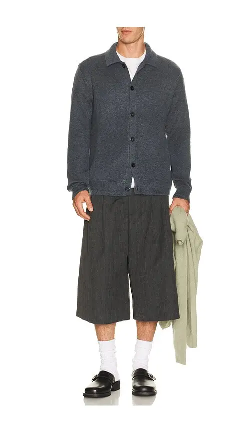 Joe's Jeans Mohair Cardigan Polo In Grey