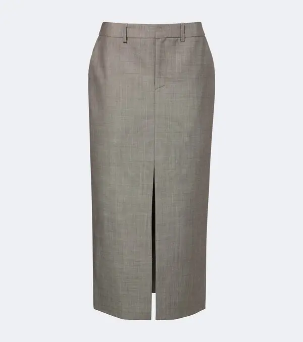 THE FRANKIE SHOP Maybelle Wool Pencil Skirt - Grey