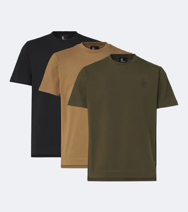 Moncler Set Of 3 Cotton-blend T-shirts - Multicoloured