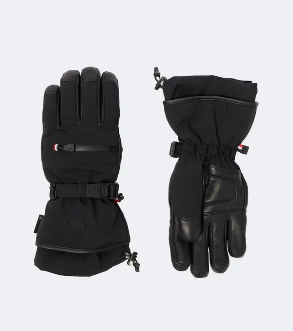Moncler Leather-trimmed Ski Gloves - Black