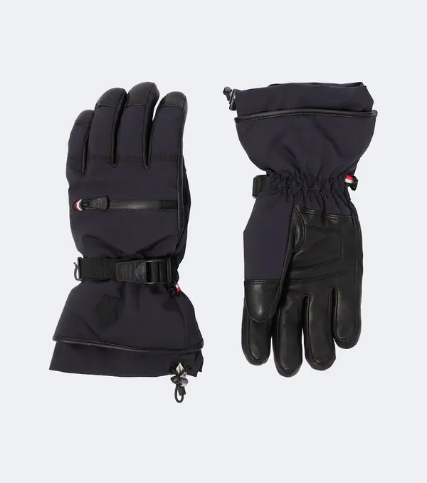Moncler Leather-trimmed Ski Gloves - Blue