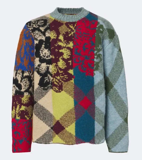 Dries Van Noten Patchwork Wool And Alpaca-blend Sweater