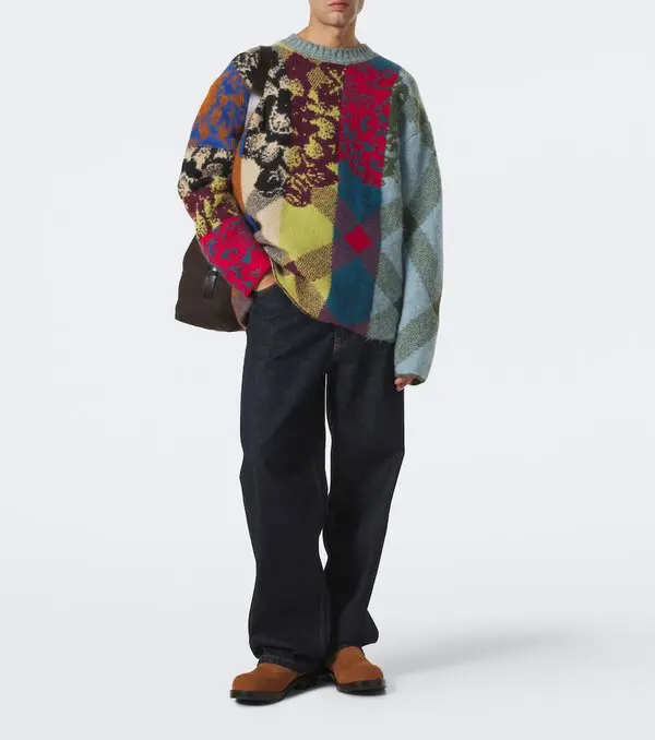 Dries Van Noten Patchwork Wool And Alpaca-blend Sweater