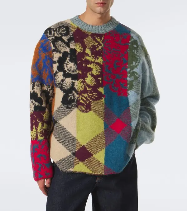 Dries Van Noten Patchwork Wool And Alpaca-blend Sweater