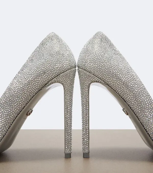 Gucci Donna Embellished Metallic Leather Pumps - Silver