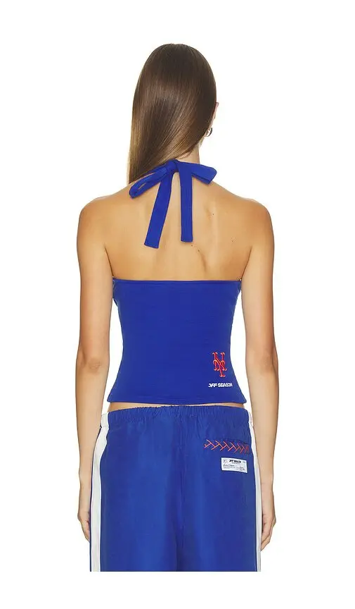 OFF SEASON Ruched Halter Top In Blue