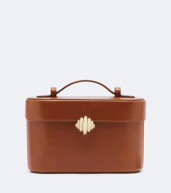 AQUAZZURA Belgravia Small Leather Vanity Bag - Brown