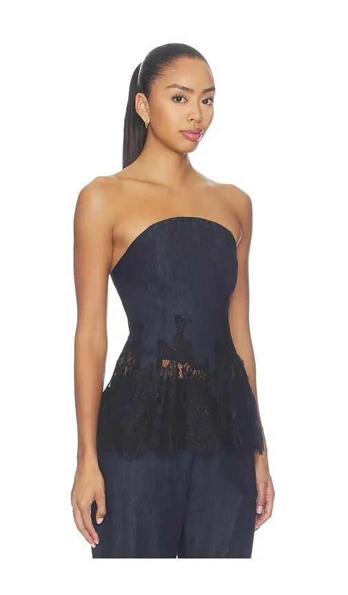 Amanda Uprichard Romilly Strapless Top In Navy