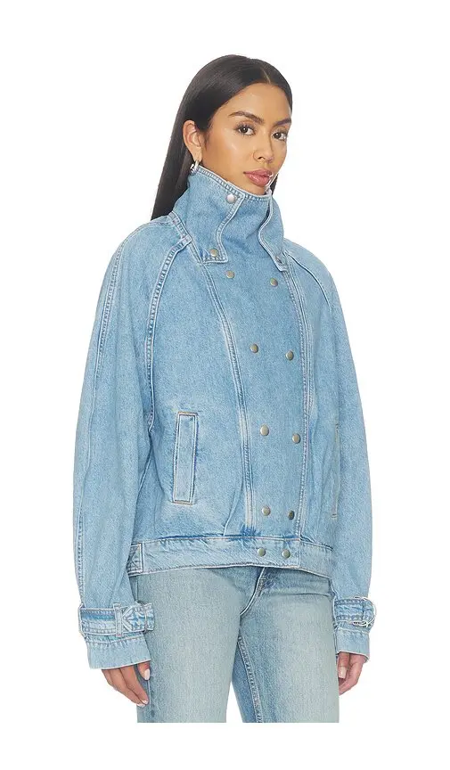 Bardot Funnel Neck Jacket In Blue