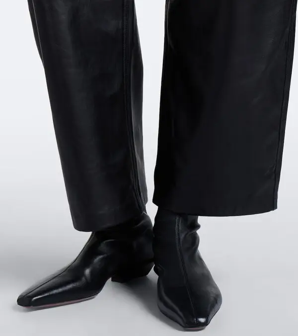 NILI LOTAN Tribeca Leather Barrel-leg Pants