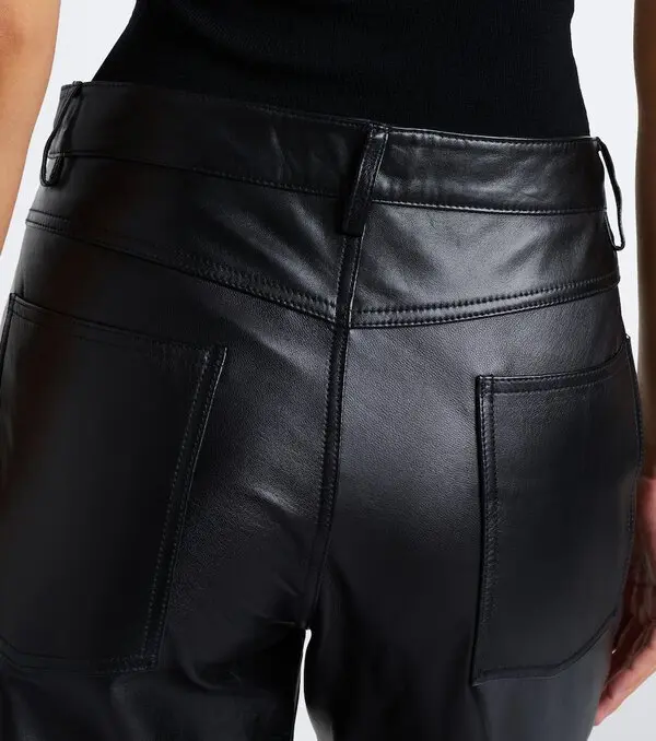 NILI LOTAN Tribeca Leather Barrel-leg Pants