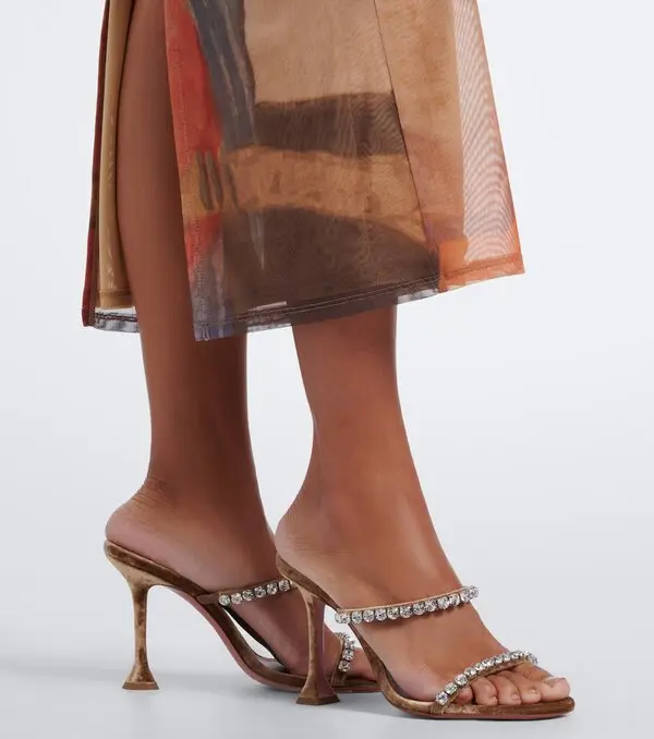 Amina Muaddi Gigi Embellished Velvet Mules