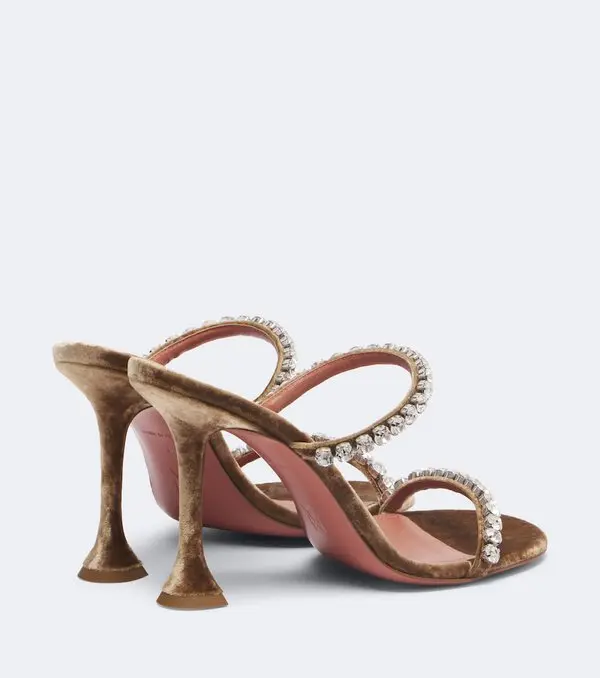 Amina Muaddi Gigi Embellished Velvet Mules