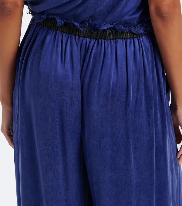 JACQUES WEI Leather-trimmed Balloon Pants - Blue