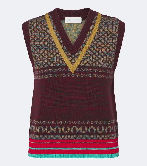 Dries Van Noten Jacquard Cashmere And Wool Vest - Multicoloured