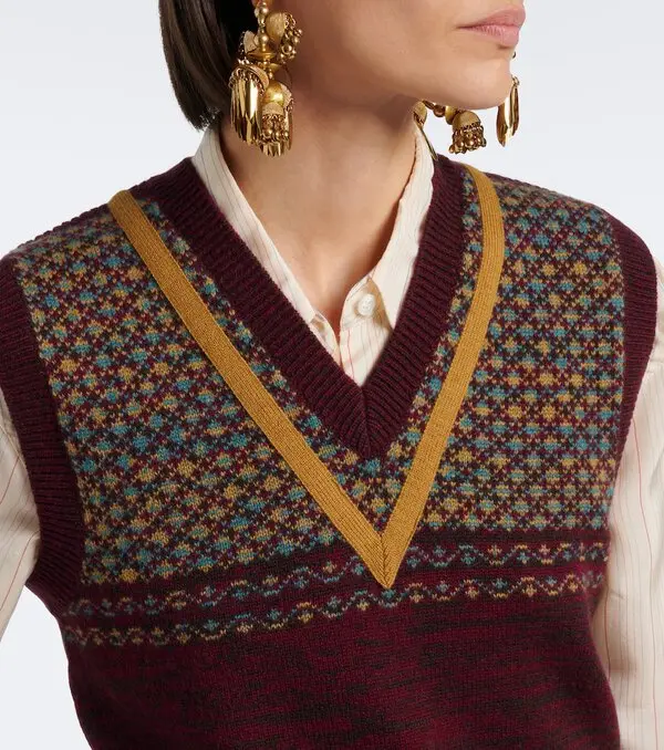 Dries Van Noten Jacquard Cashmere And Wool Vest - Multicoloured