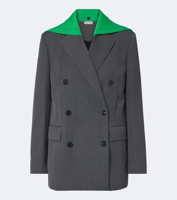 Loewe Paneled Double-breasted Wool Blazer - Grey
