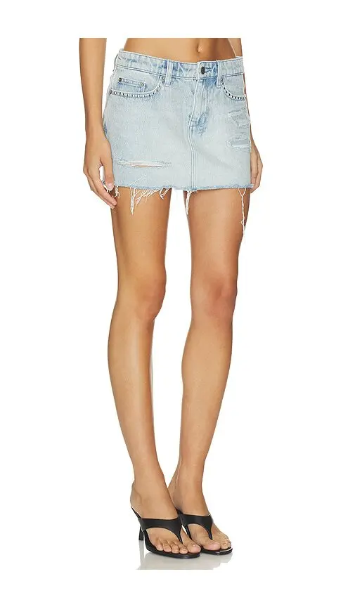 Ksubi Micro Mini Destiny Trashed Skirt In Blue
