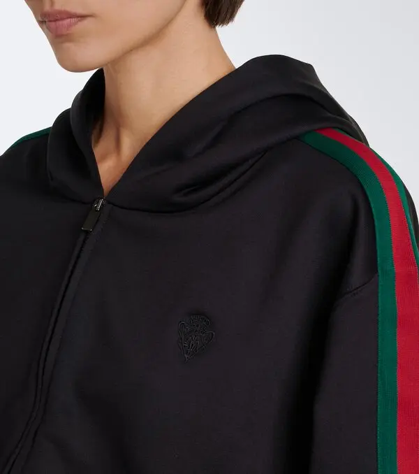 Gucci Web Stripe Jersey Zip-up Hoodie