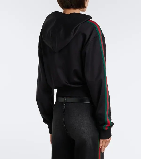 Gucci Web Stripe Jersey Zip-up Hoodie