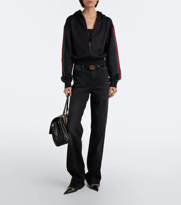 Gucci Web Stripe Jersey Zip-up Hoodie